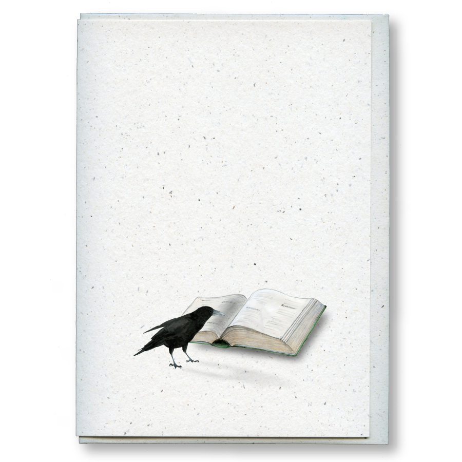 greeting card: bookworm – flying edna